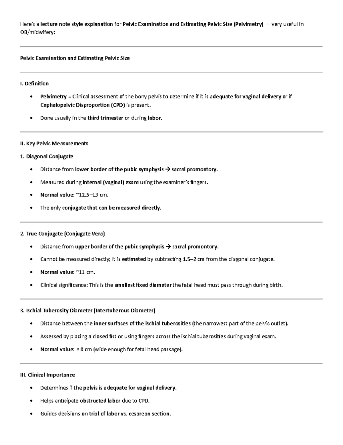 Pelvic Examination and Pelvimetry: Lecture Notes for NCM 107 - Studocu