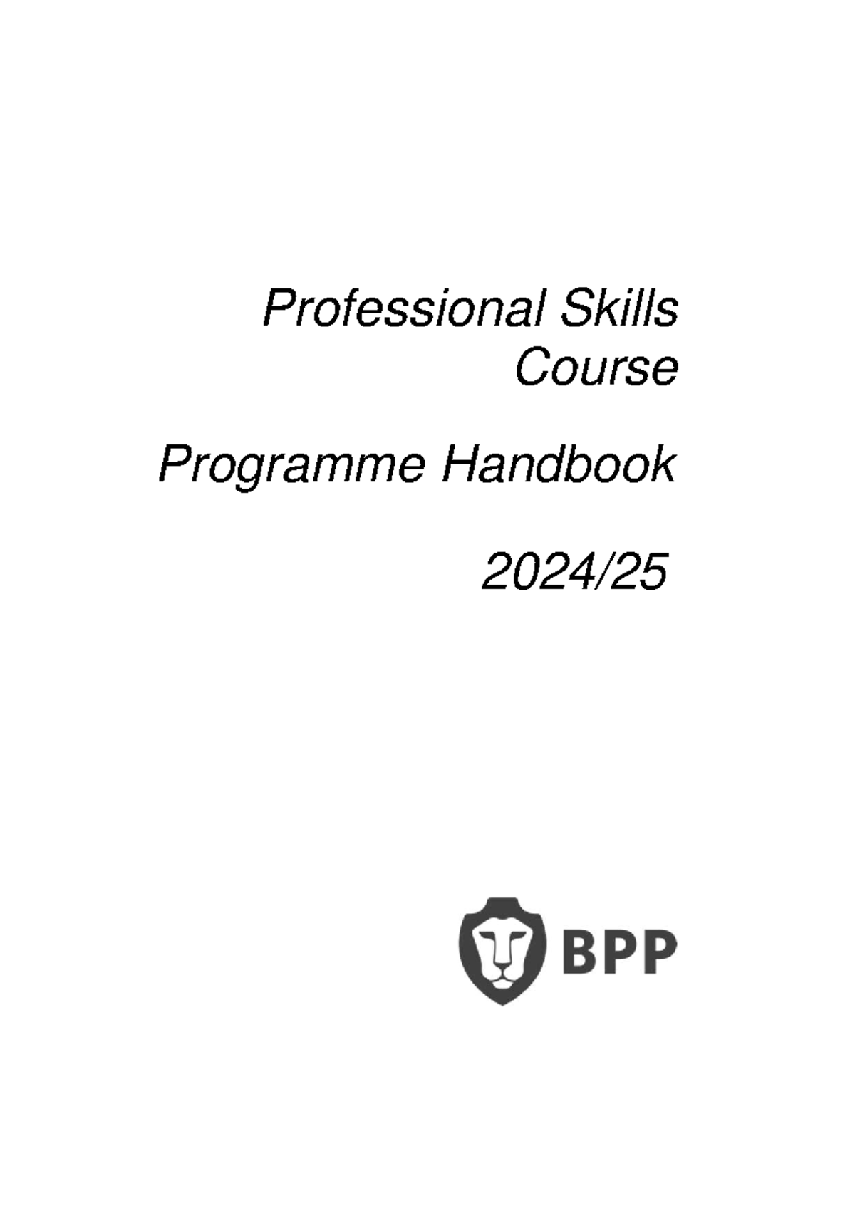 Professional Skills Course (PSC) Handbook 2024-25: Overview & Modules ...