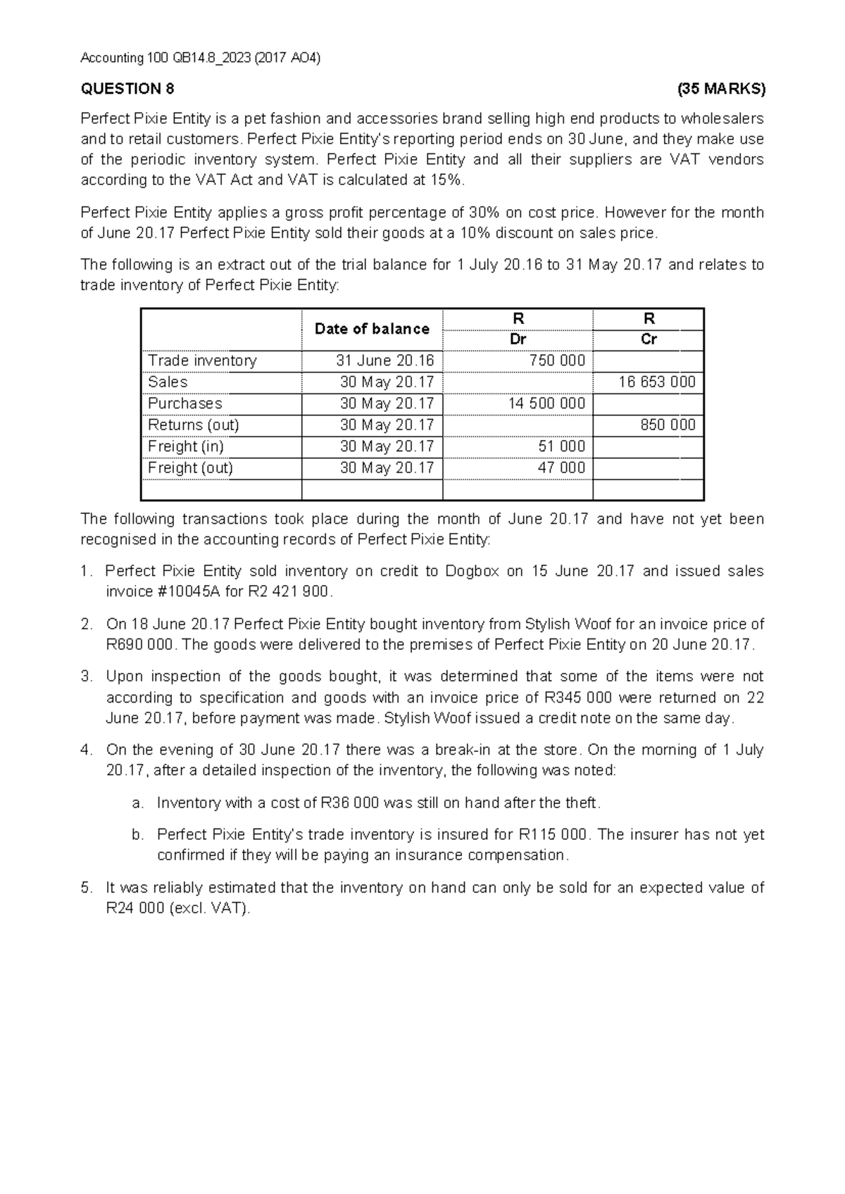 QBQ 8 - Question bank questions - QUESTION 8 (35 MARKS) Perfect Pixie ...