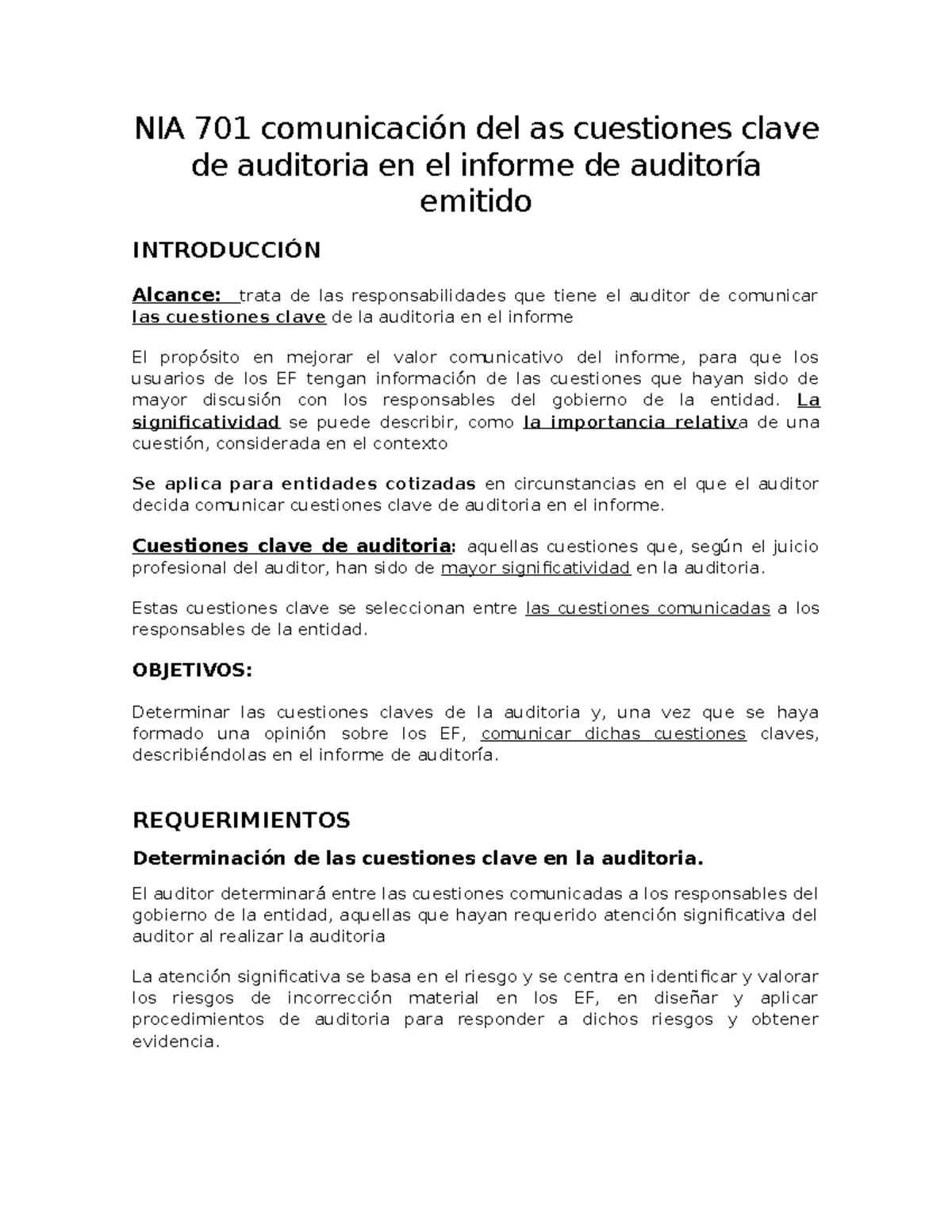 NIA 705 - Resumen de la norma internacional de auditoría - NIA 705 ...