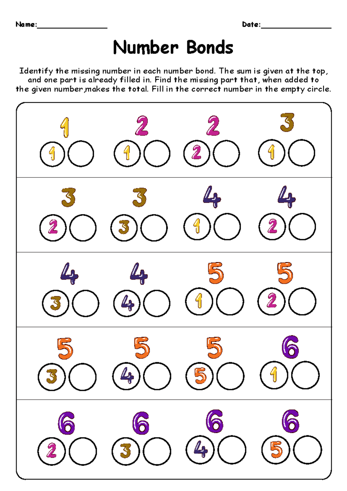 Number Pyramid - Complete the Number Bonds - Identify the missing ...