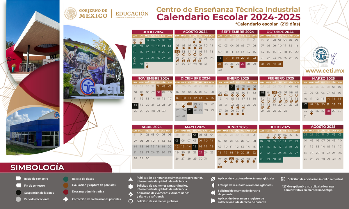 Calendario CETI 2425 - Calendario Escolar escolar (219 dias) AGOSTO ...