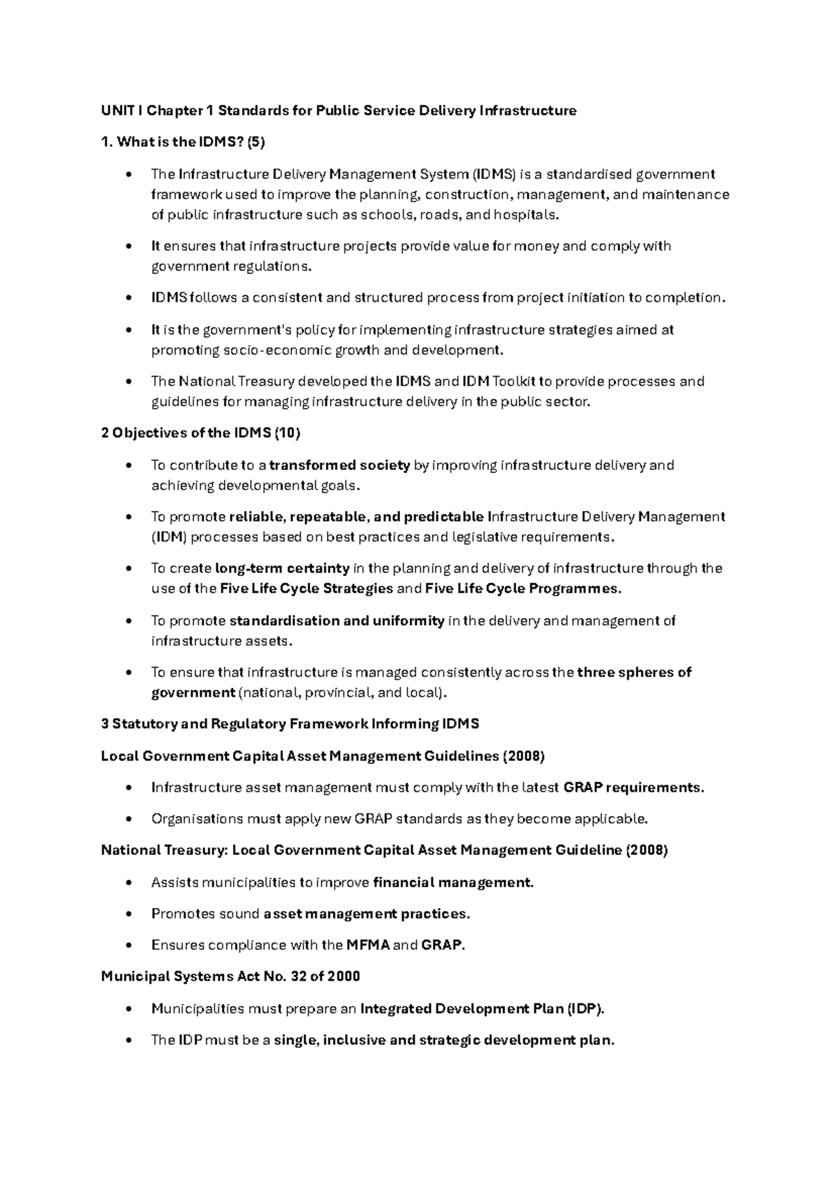 UNIT I Chapter 1: Standards for Public Service Delivery Infrastructure ...