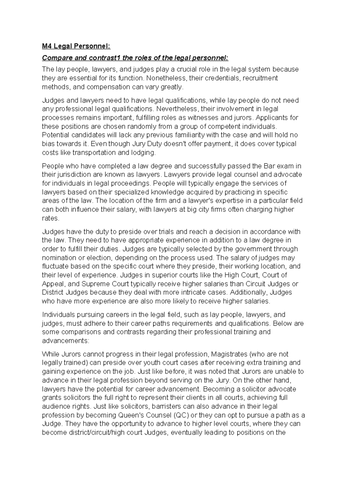 (P5) M4 Legal Personnel: Roles of Judges, Lawyers, and Lay Individuals ...