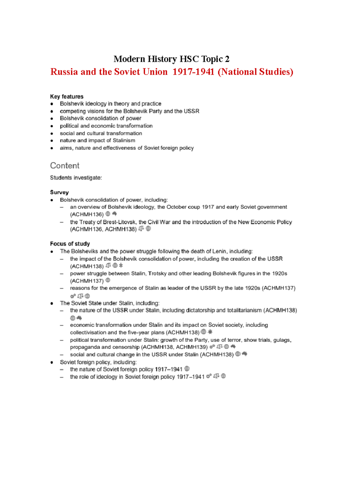 Modern History HSC Study Notes: Topic 2 - Russia & the Soviet Union ...