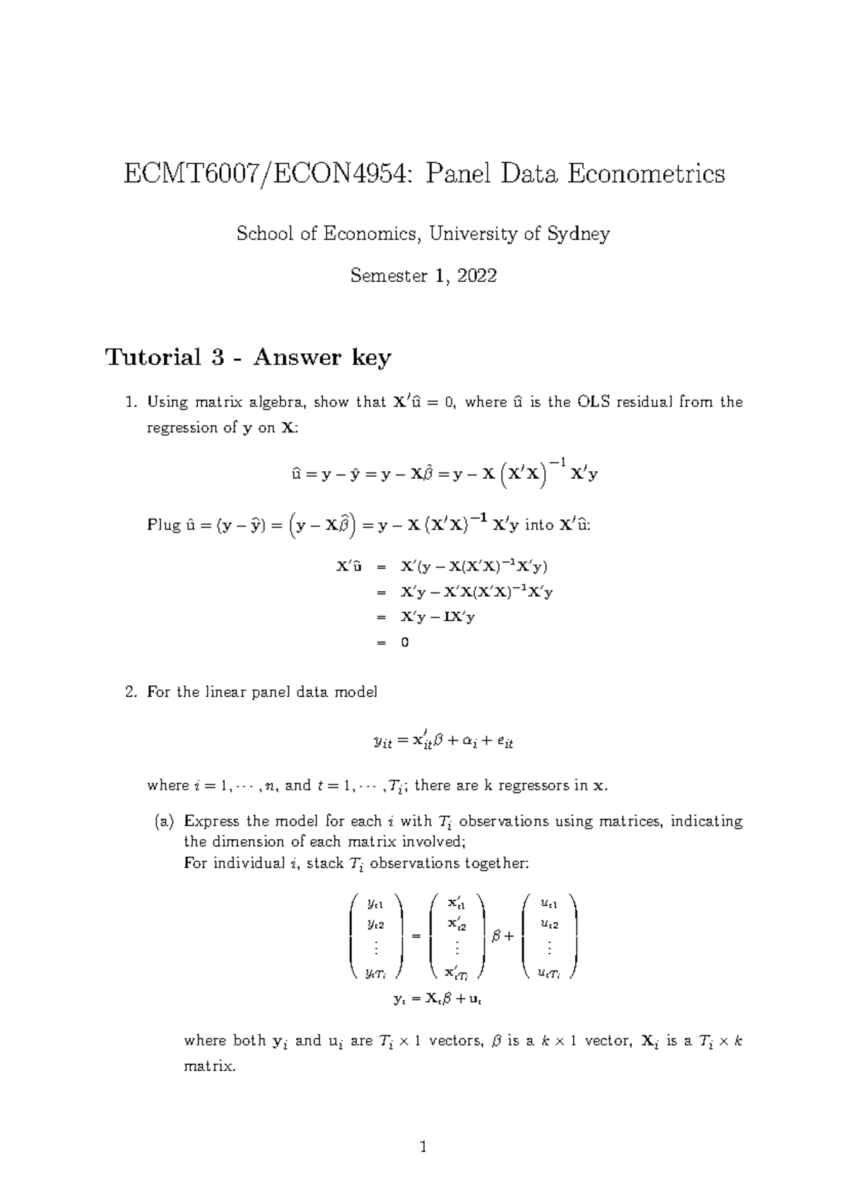 ECMT6007 (2022) Tutorial 3 Key - ECMT6007/ECON4954: Panel Data ...
