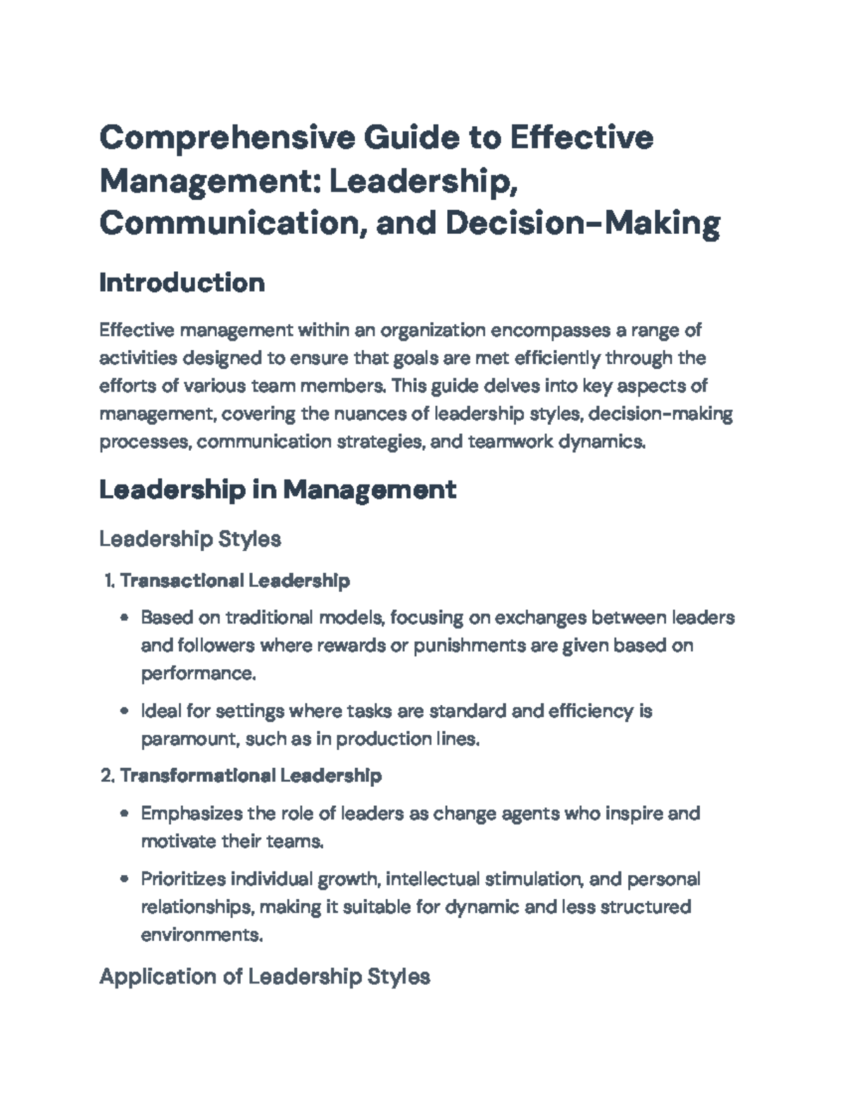 Effective Management: Leadership, Communication, and Decision-Making ...