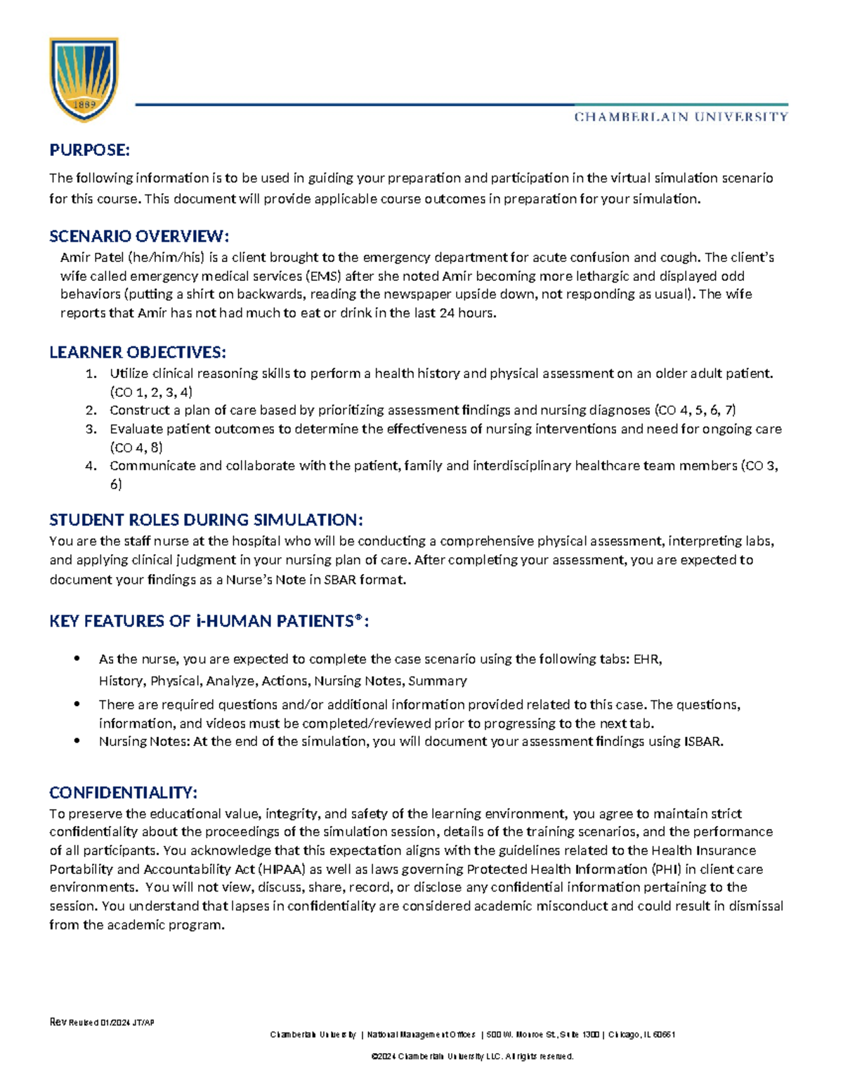 NR324329 i-Human Patients® Virtual Simulation Instructions for Amir ...