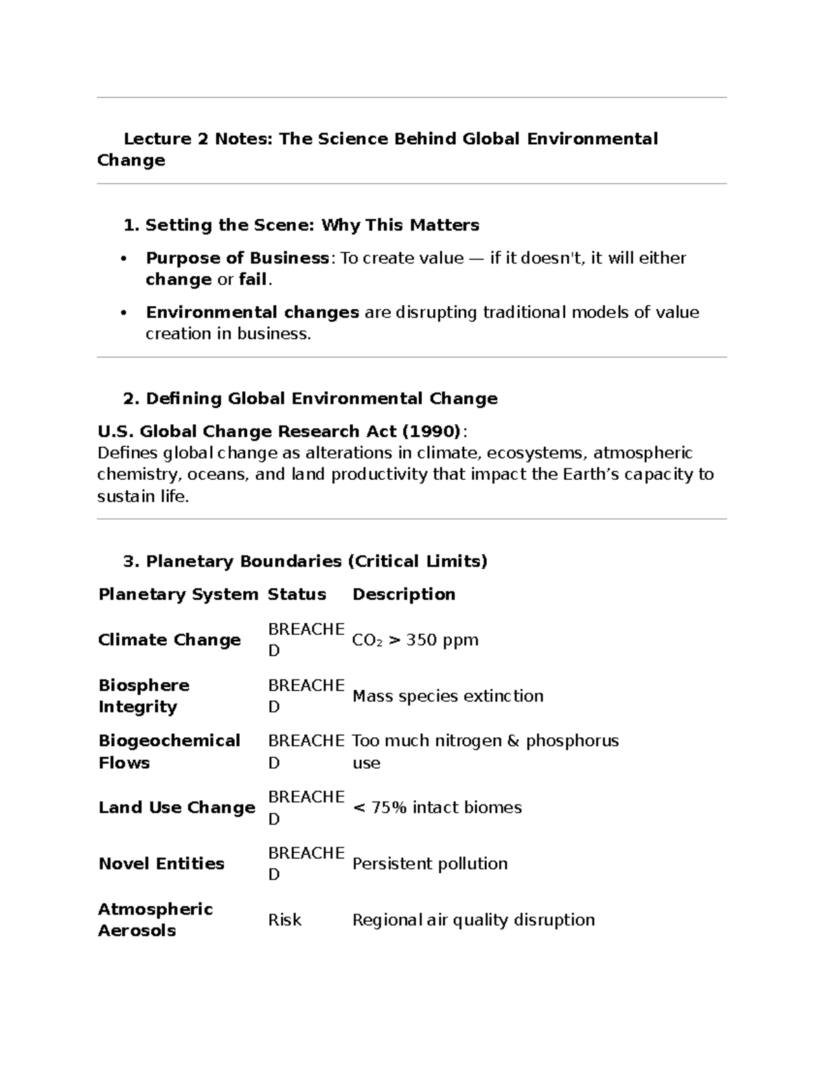 Lecture 2 Notes: Understanding Global Environmental Change Impacts ...