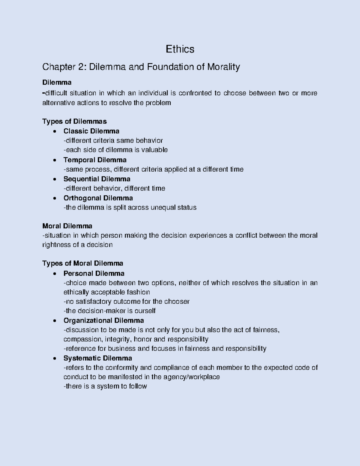 GNED02 - Chapter 2: Exploring Ethical Dilemmas in Morality - Studocu