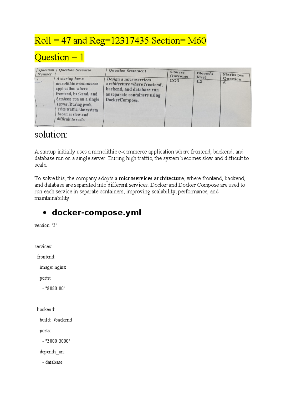 DevOps CA1 - Docker Microservices Architecture Solutions - Studocu