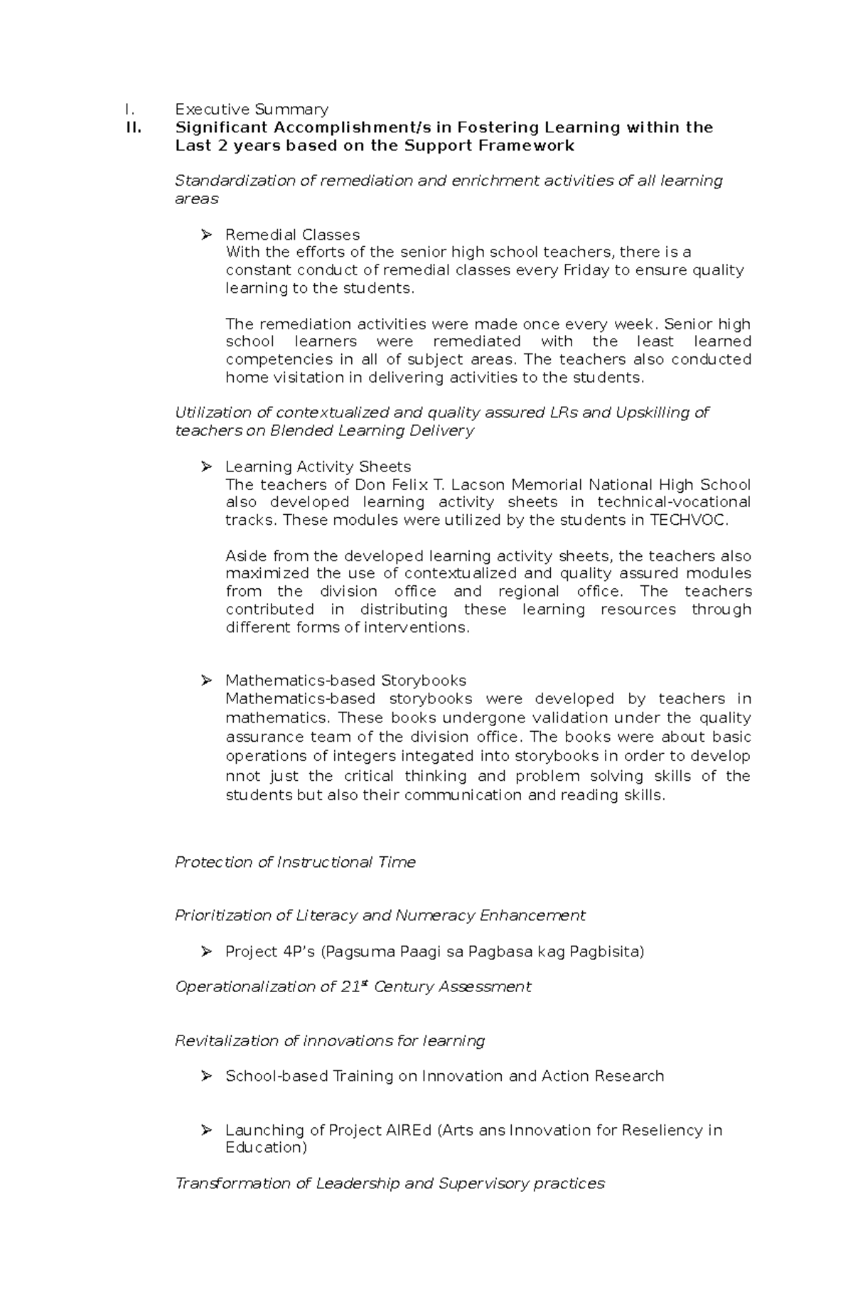 Innovative Strategies for Learning Enhancement (ISG) Report - Studocu