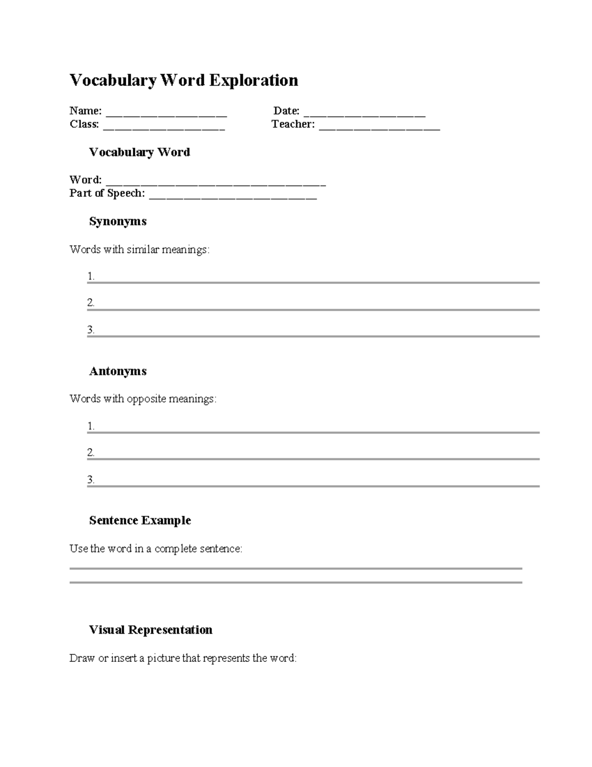 Vocabulary+Word+Exploration - Vocabulary Word Exploration Name ...