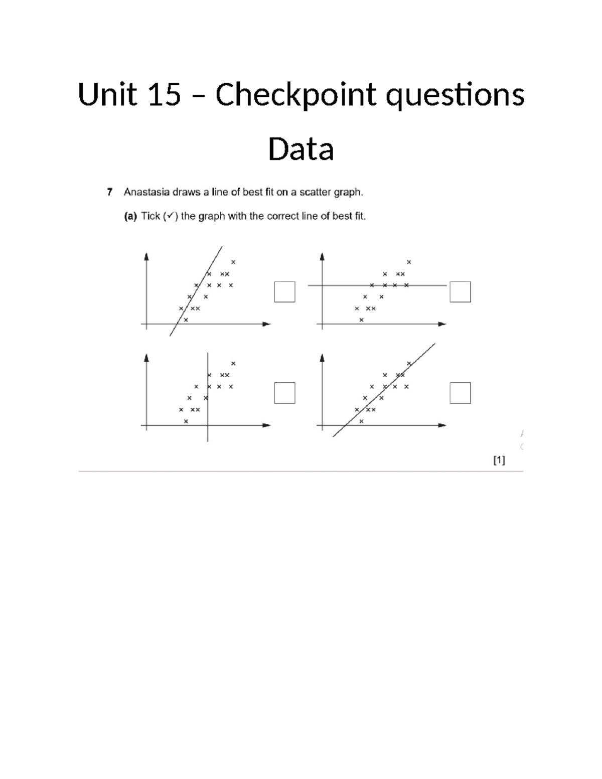 Unit 15 - Checkpoint Questions on Data Analysis and Graphs - Studocu
