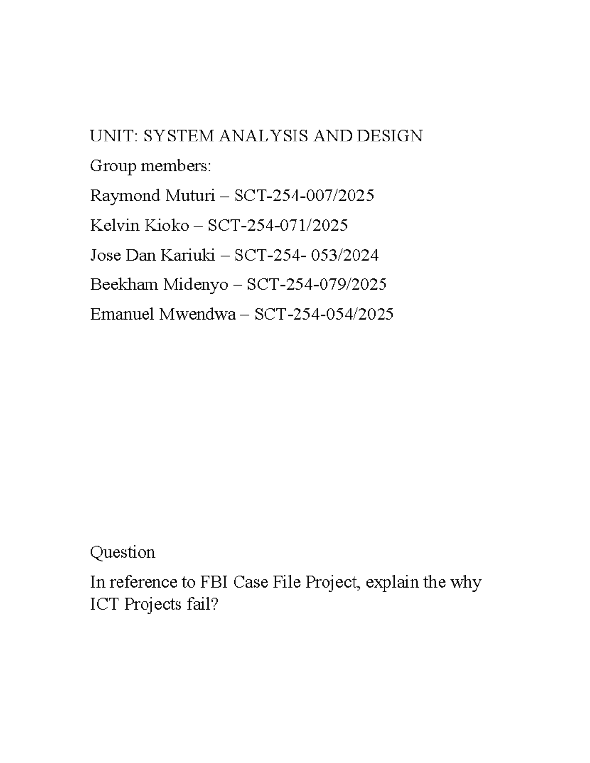 FCT 101: Group Work on ICT Project Failures - FBI Case Study Analysis ...