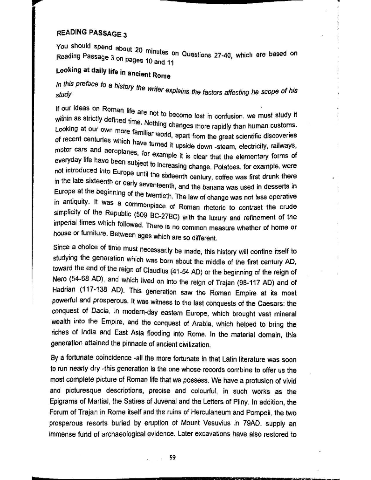 Matching Features: Reading Passage 3 on Daily Life in Ancient Rome ...