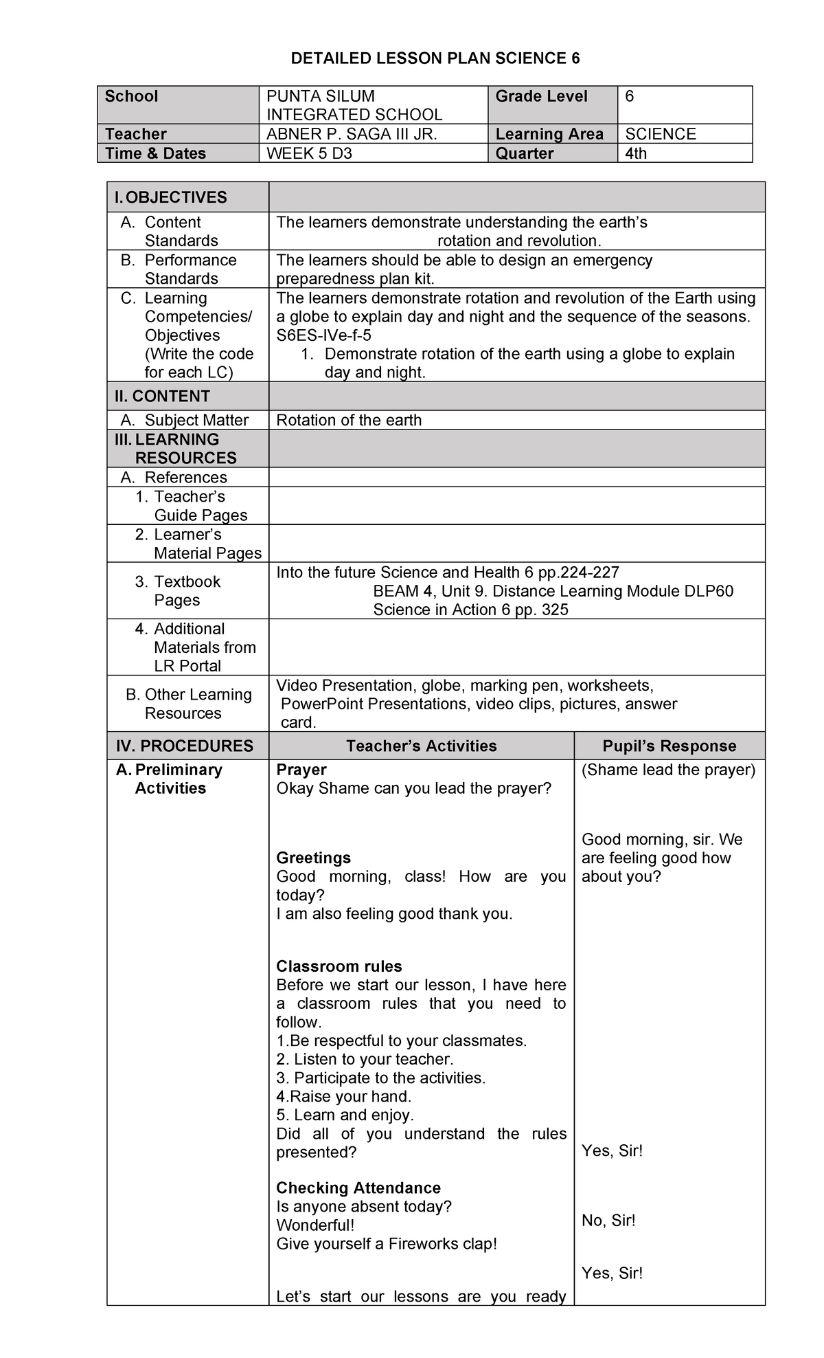 Science 6W5D3 - Check and free to improve. - DETAILED LESSON PLAN ...