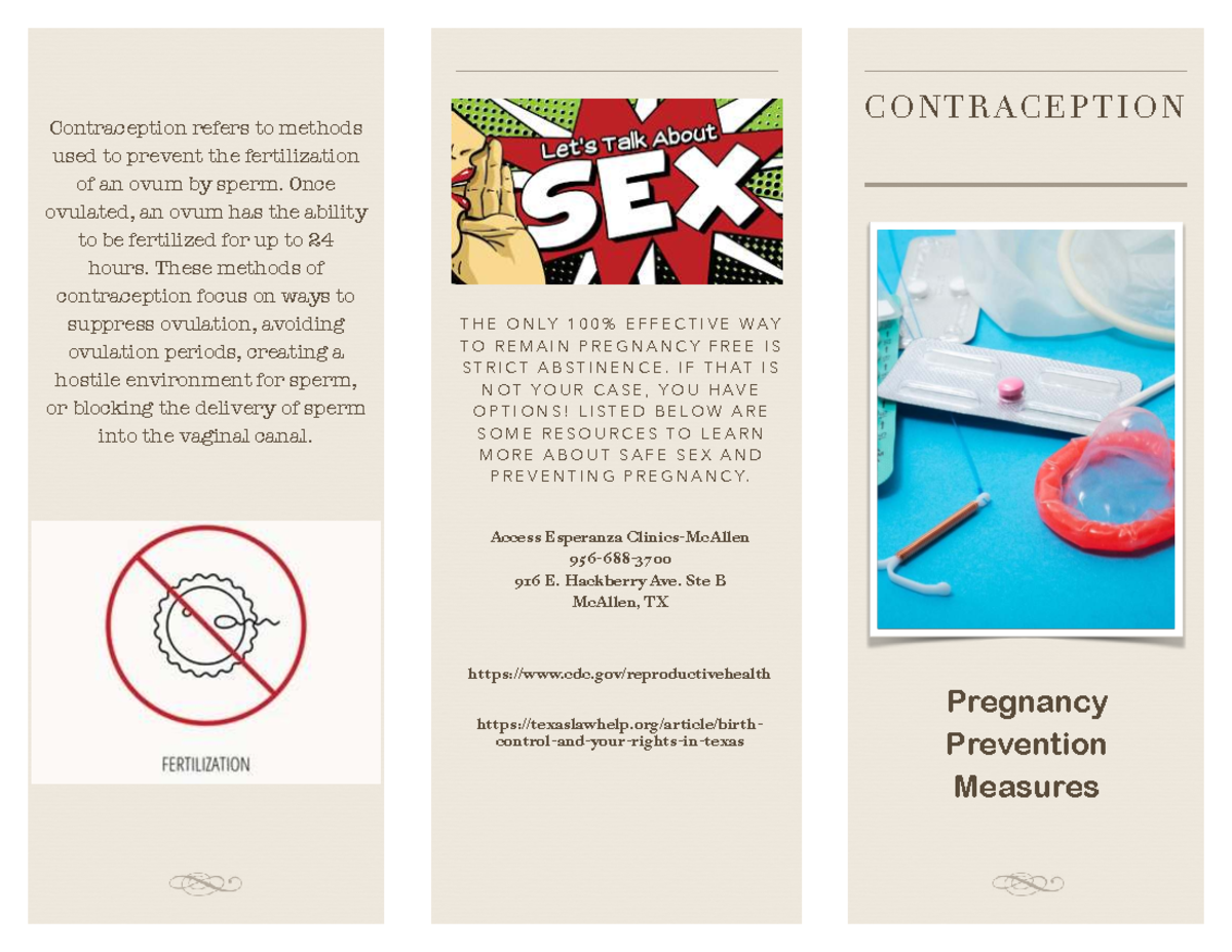 Contraceptive Pamphlet - CONTRACEPTION Contraception refers to methods ...