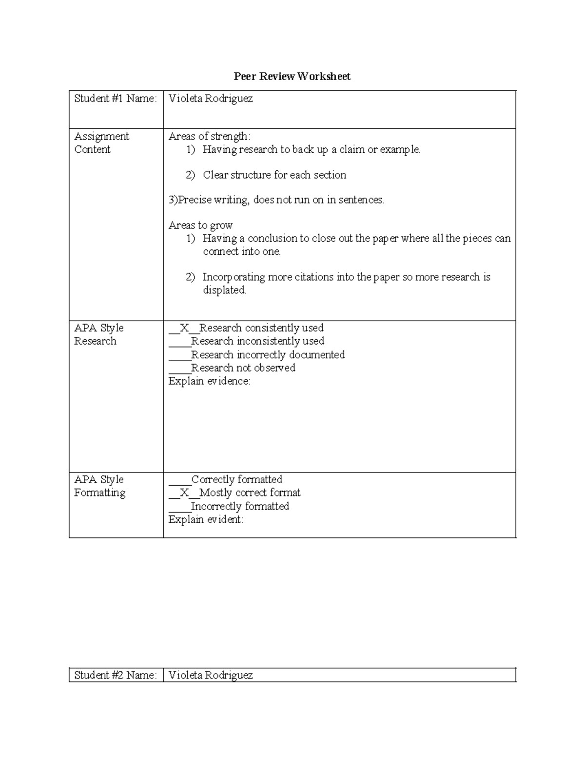 Peer Review Worksheet - Creating and Managing Engaging Learning ...