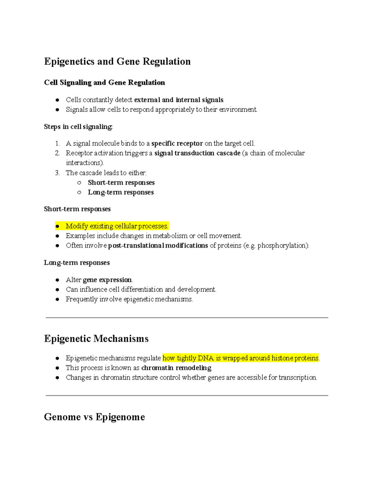 Biology 1A03 - Theme 3: Epigenetics and Gene Regulation Insights - Studocu