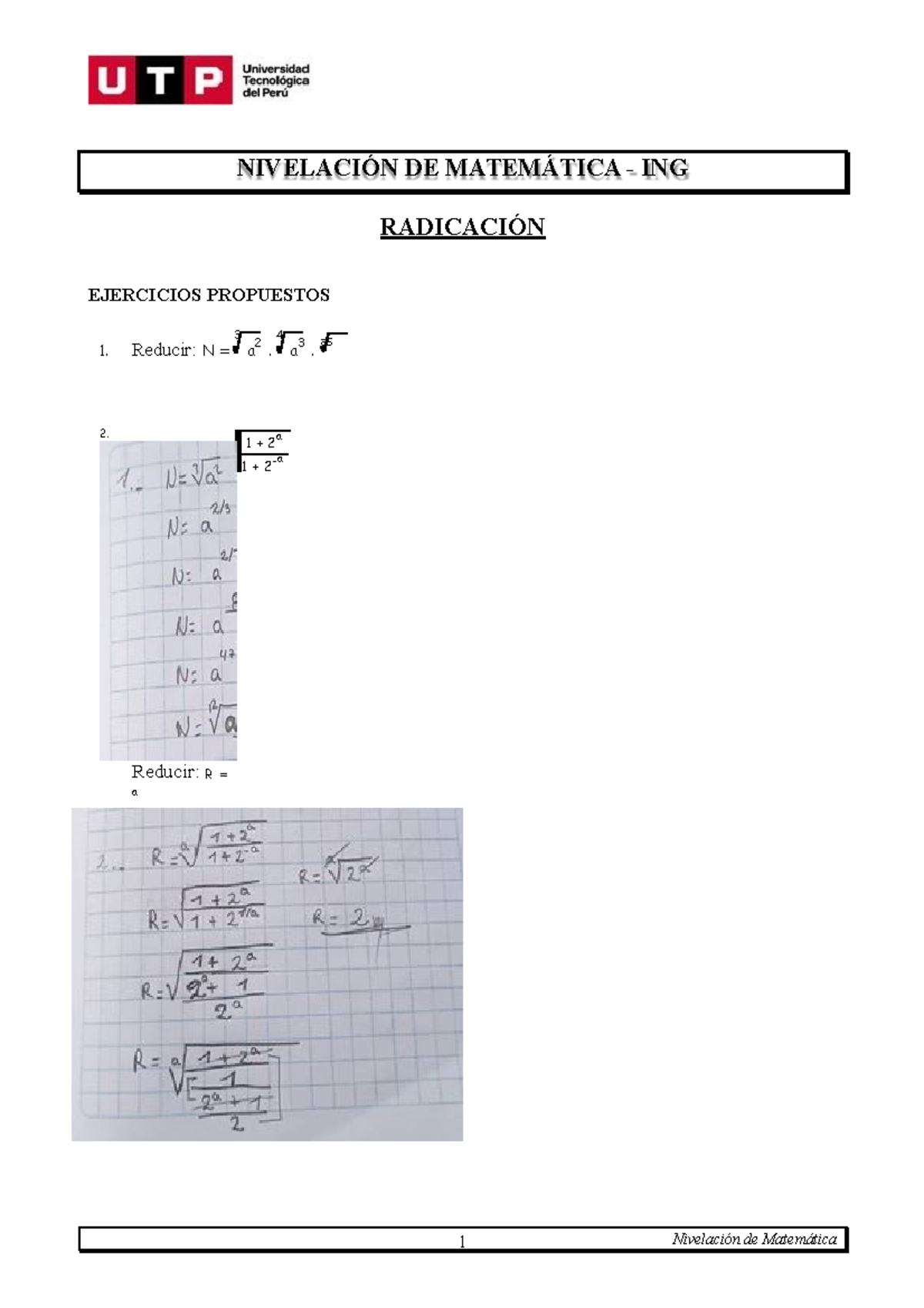S04.s2- Resolver ejercicios-N. Matematica - Nivelacion de Matemática - RADICACIÓN EJERCICIOS ...