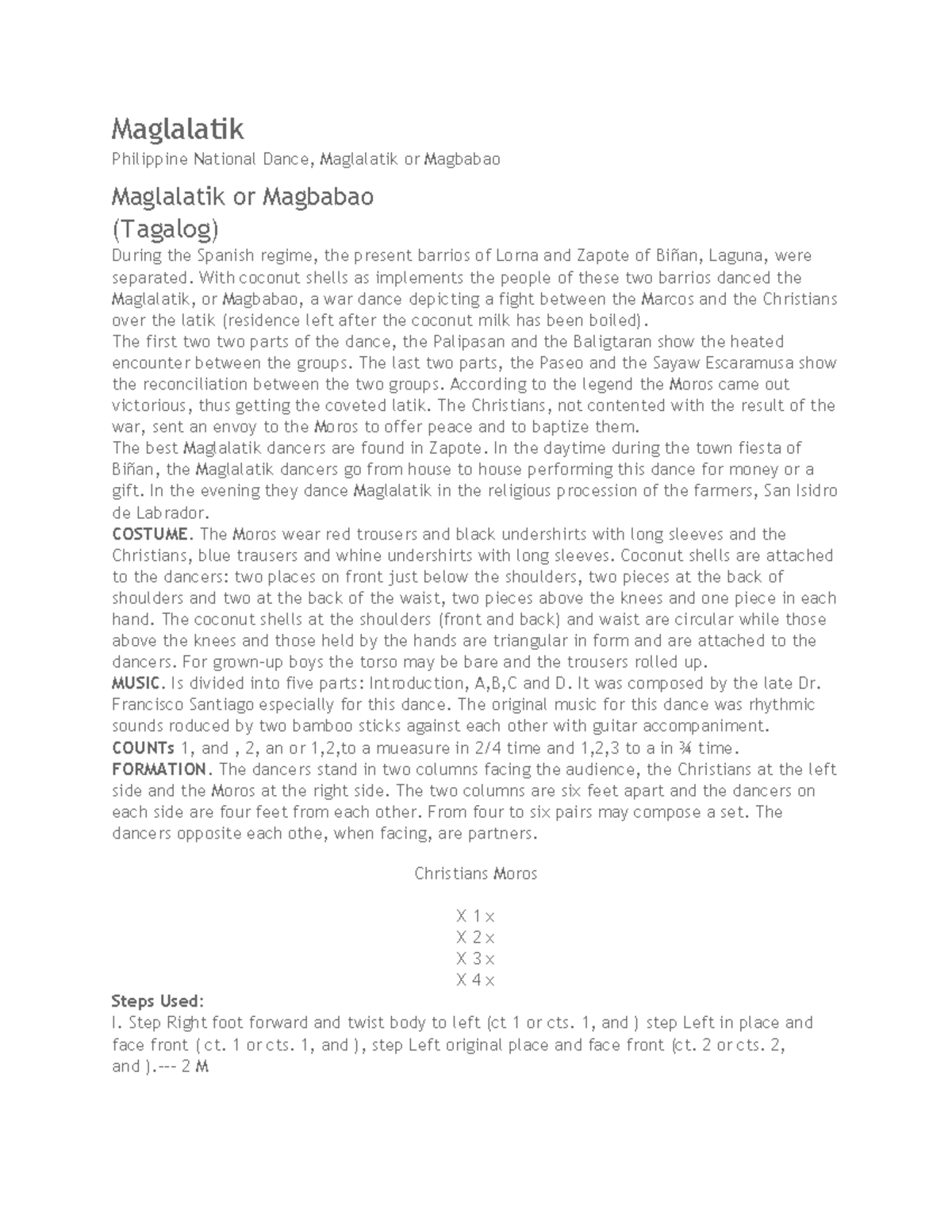 Maglalatik Dance: A Study of Philippine Cultural Heritage - Studocu