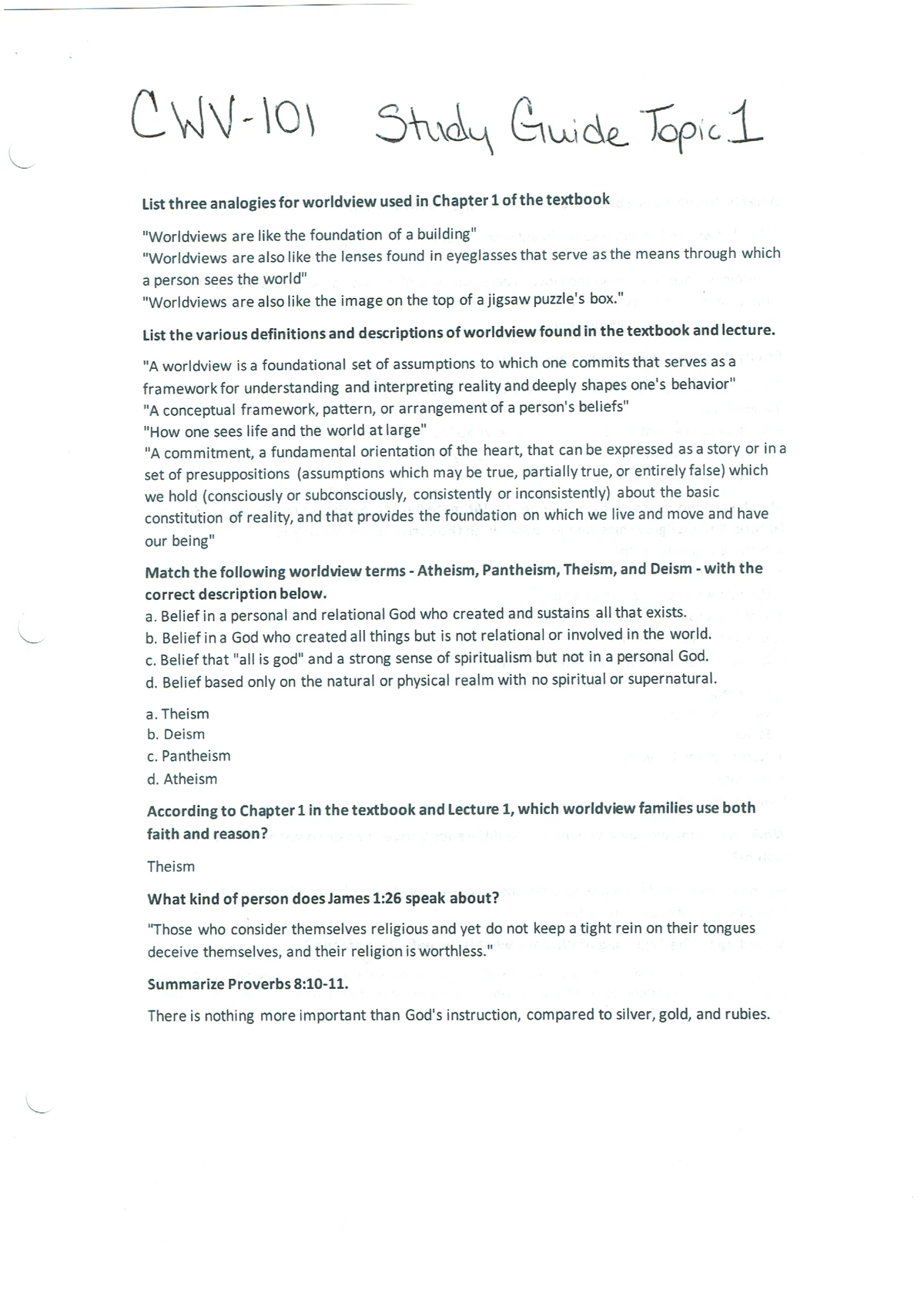 CWV 101 RS T7Study Guide Online - Topic 7 Study Guide This study guide ...