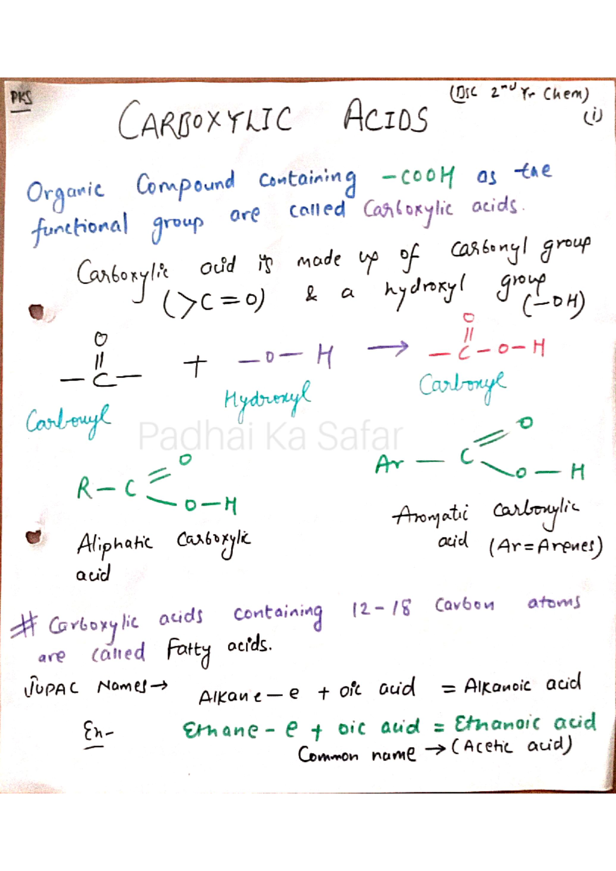 Carboxylic Acids: BSc 2nd Year Study Guide and Overview - Studocu