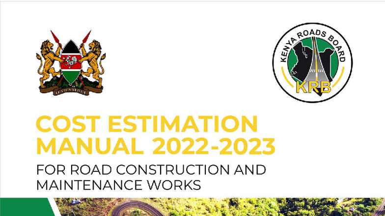 COST ESTIMATION MANUAL FOR ROAD CONSTRUCTION & MAINTENANCE 2022-2023 ...