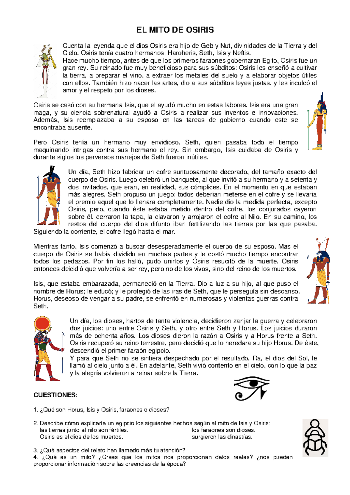 El mito de osiris 1 - 8e8qidoriuwuair - EL MITO DE OSIRIS Cuenta la leyenda que el dios Osiris ...