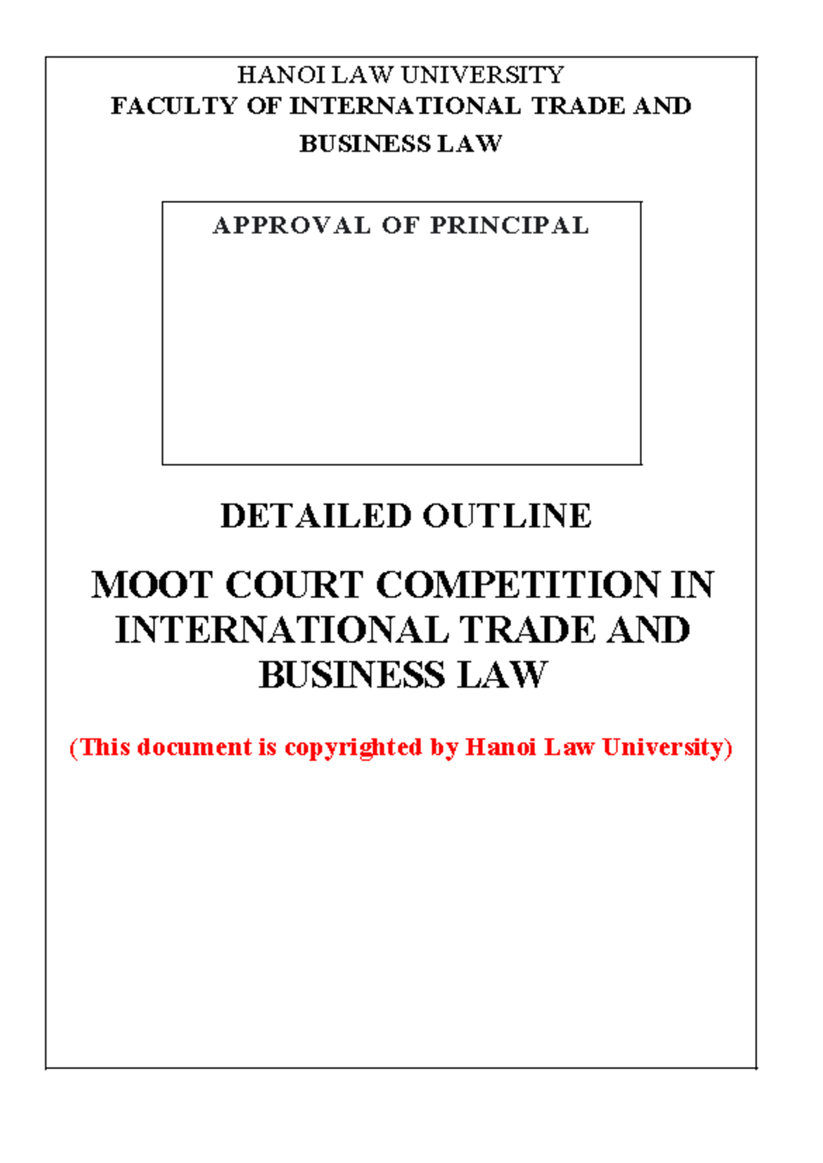 Moot Court Competition Outline in International Trade & Business Law ...