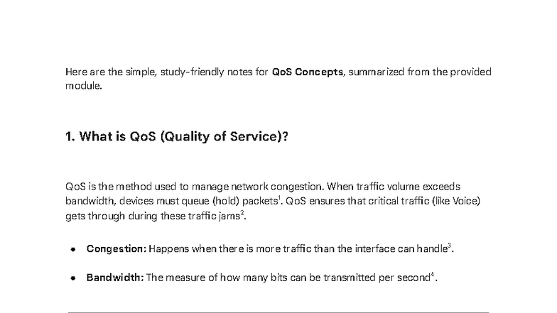 QoS Concepts and Challenges: Summary Notes for H Course - Studocu