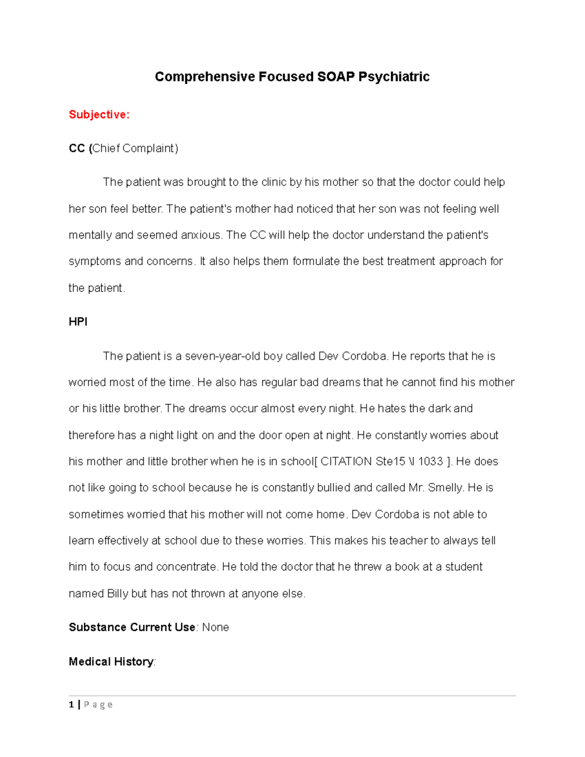 Comprehensive SOAP Notes for Psychiatric Evaluation of GAD - Studocu