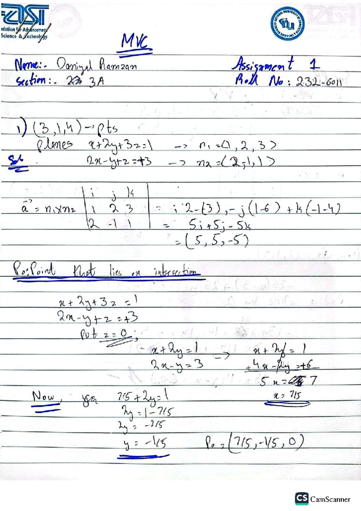MVC Assignment 1: Intersection and Distance Calculations - Studocu