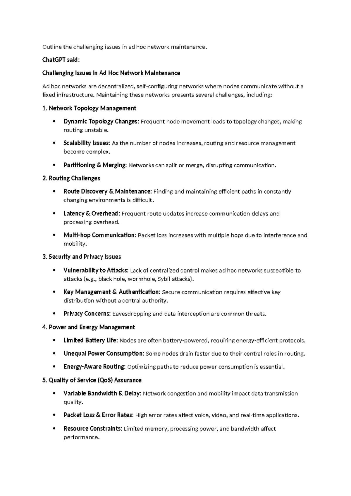 Challenging Issues in Ad Hoc Network Maintenance: An Overview - Studocu