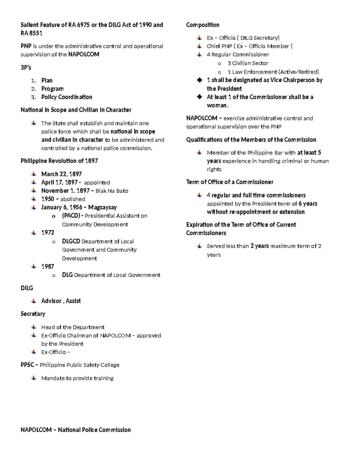 Final Exam Reviewer: DILG Act and PNP Overview LEAD 1 - Studocu