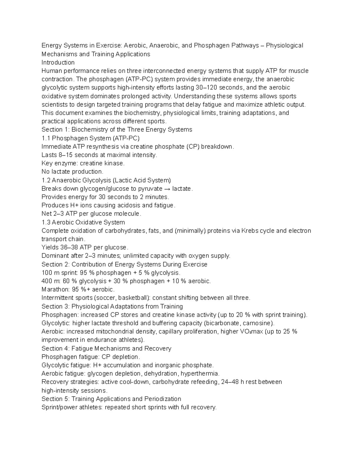 Energy Systems in Exercise: Aerobic, Anaerobic & Phosphagen Pathways ...