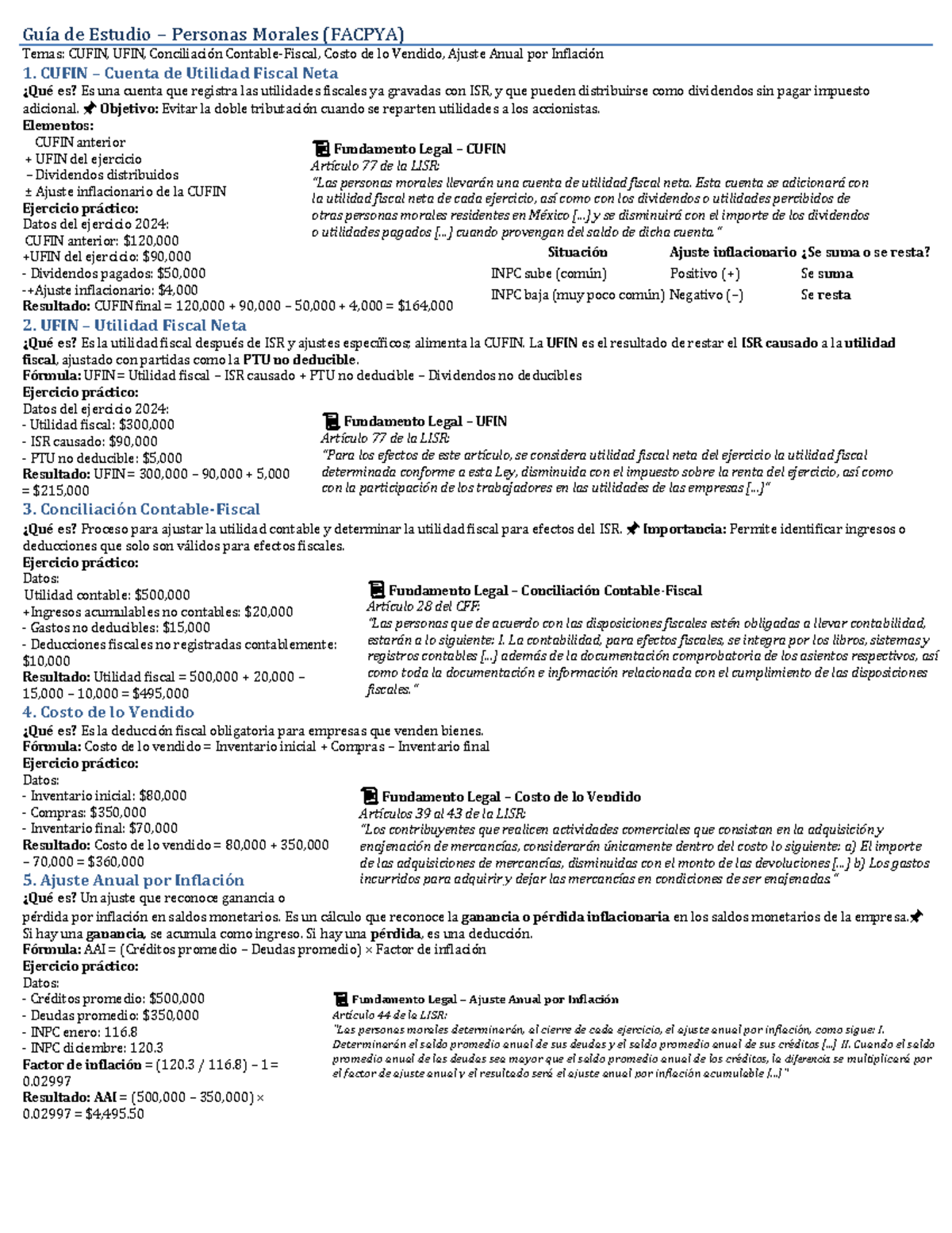 Guía de Estudio Final Personas Morales (FACPYA) - CUFIN, UFIN ...