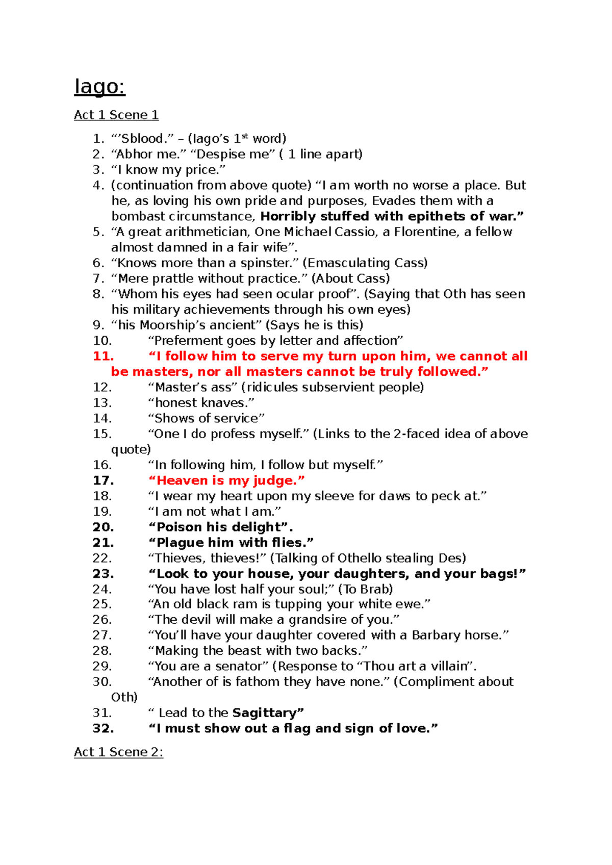 Iago's Key Quotes from Othello: Insights & Analysis - Studocu