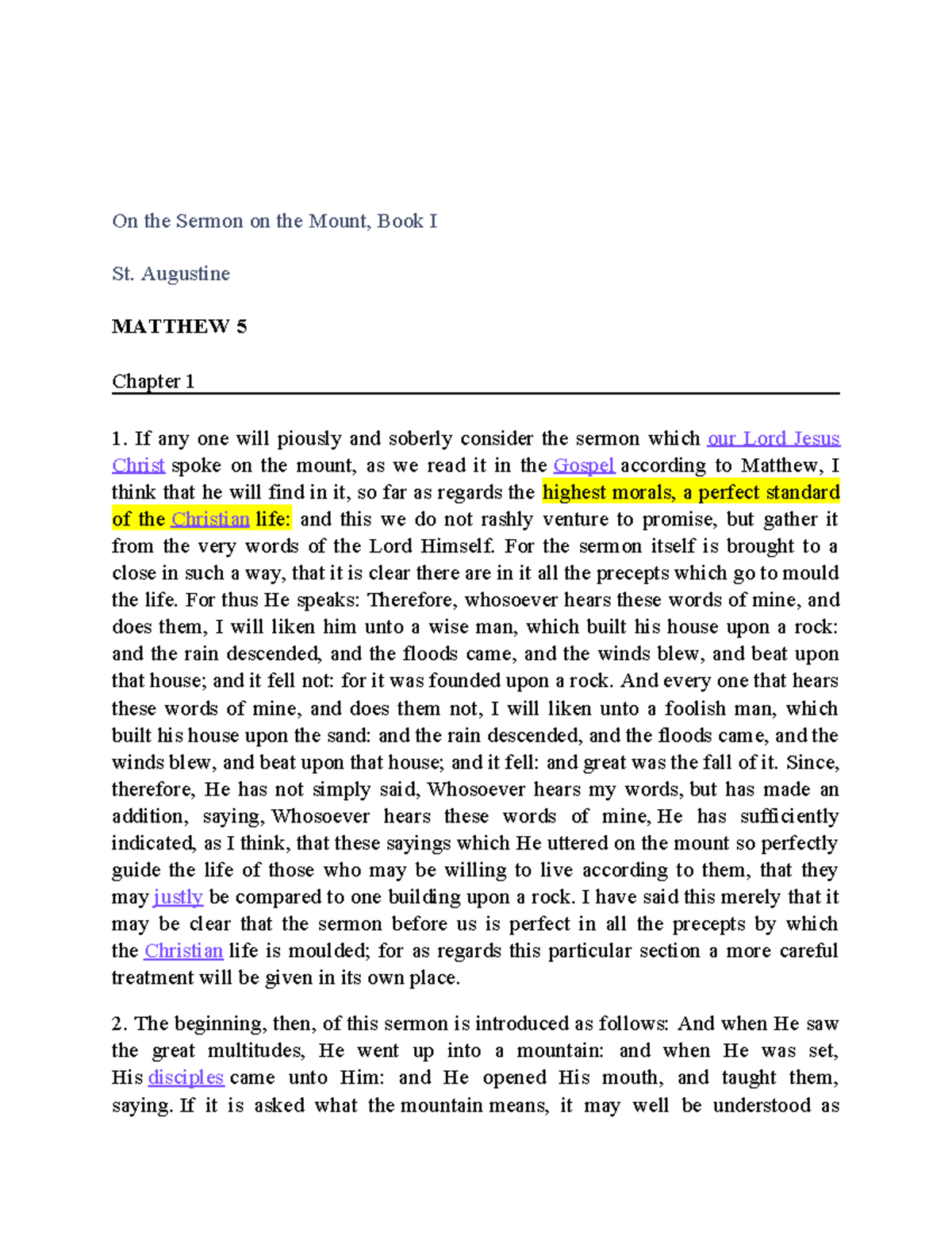 Sermon on the Mount Analysis: Insights from St. Augustine (MATTHEW 5 ...