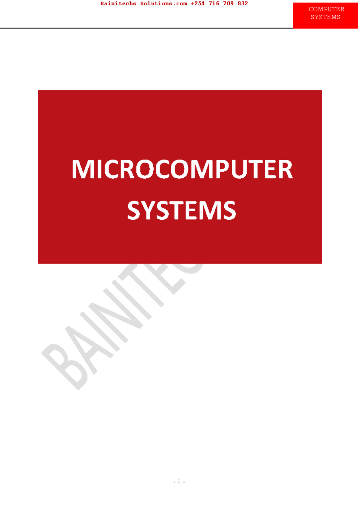COM 101: Microcomputer Systems Overview and Key Concepts - Studocu