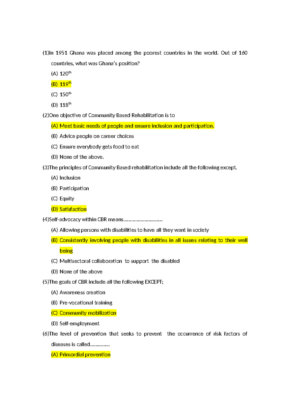 CBR 101: End of Semester Questions and Answers - Studocu