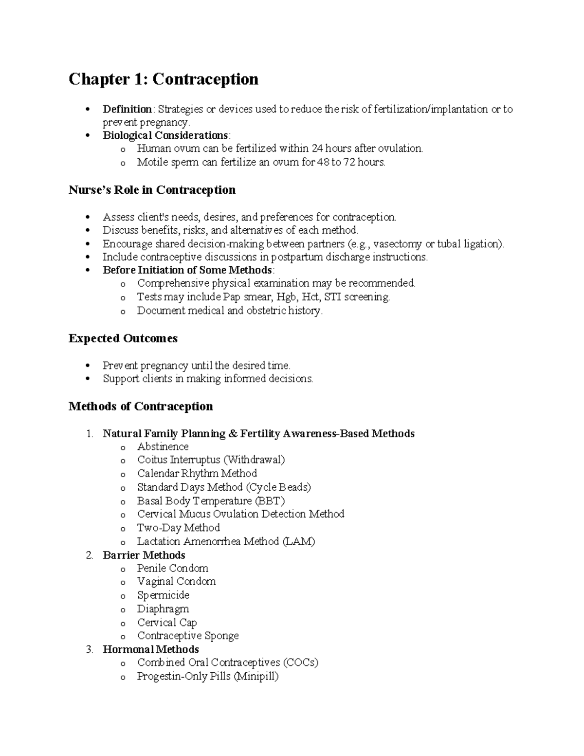 Chapter 1: Contraception Overview and Methods - MU ATI Study Guide ...