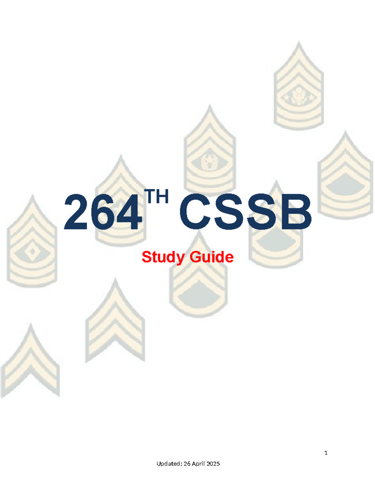 264 CSSB TH Study Guide: U.S. Army History & NCO Creed Overview - Studocu