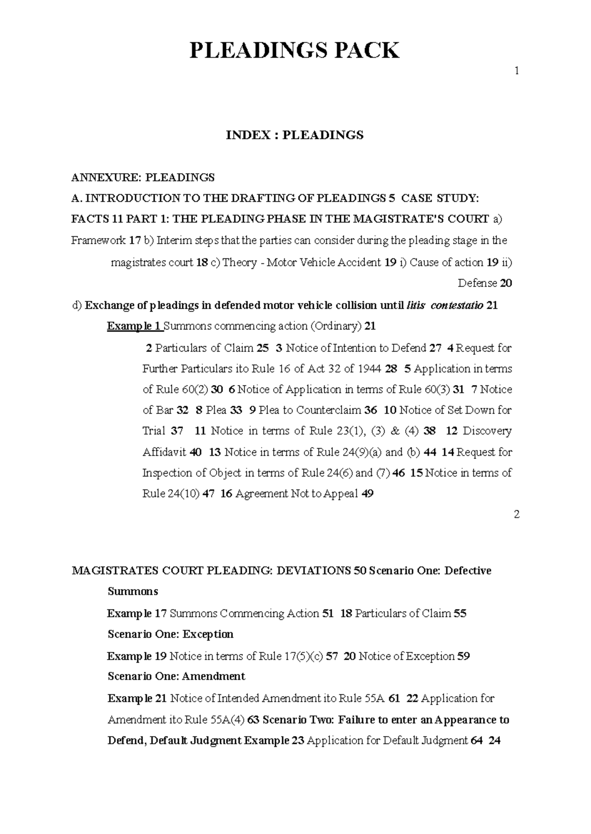 Pleadings Drafting Guide for Magistrate's Court and High Court Cases ...