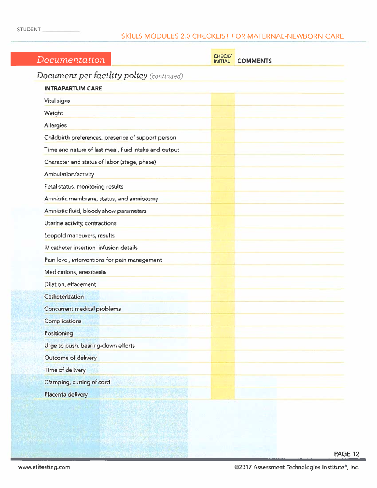Intrapartum Assessment Checklist for Patient Care (SVM-2023) - Studocu
