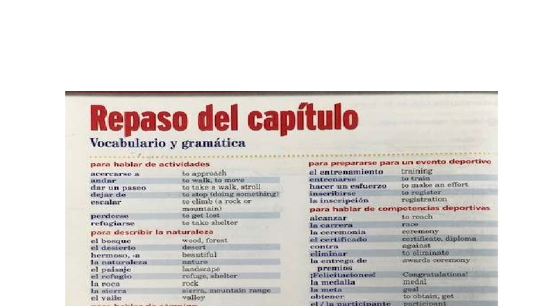 Realidades 3: Capítulo 1 - Vocabulario y Gramática Resumen - Studocu