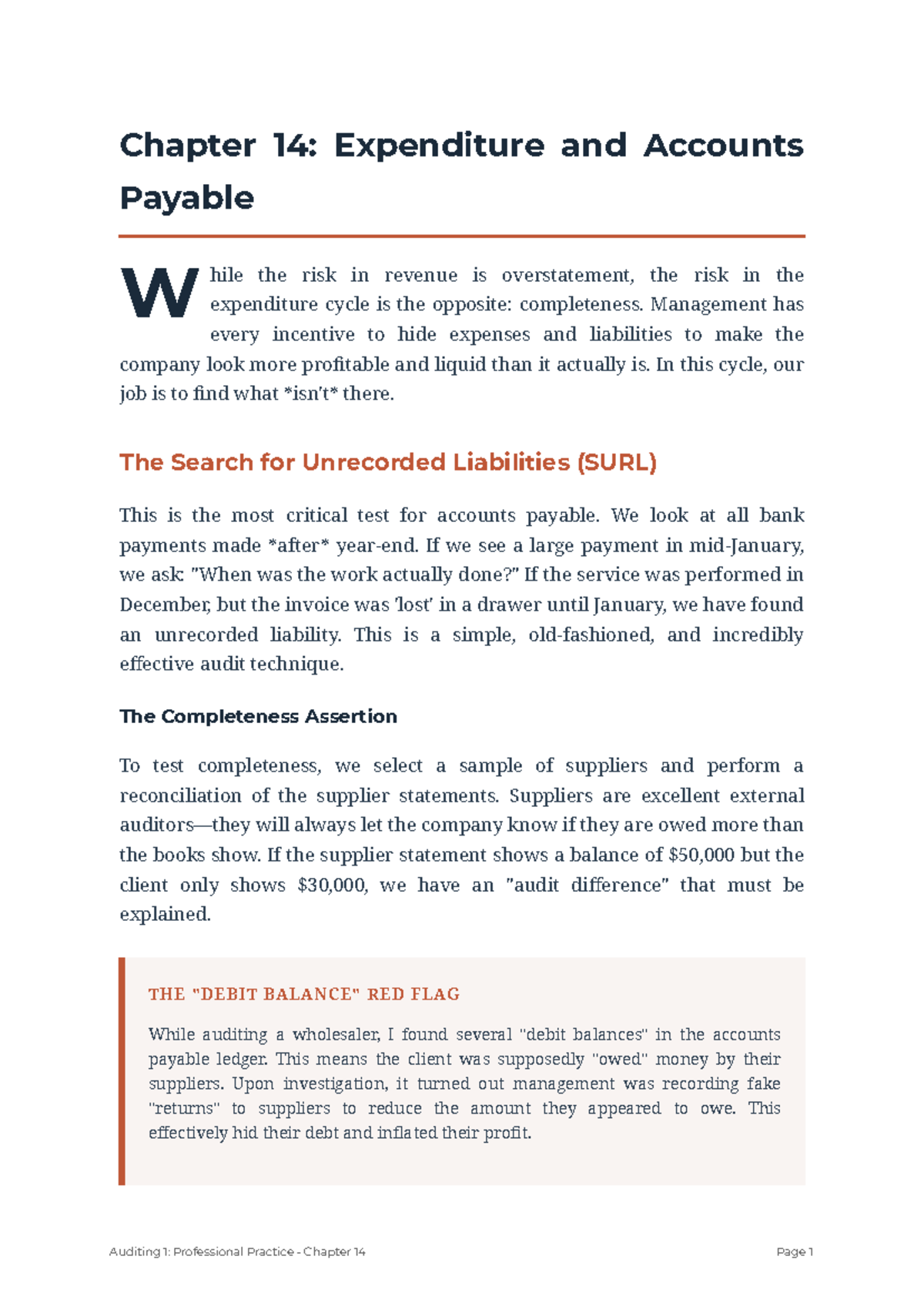 Chapter 14: Expenditure & Accounts Payable Risks (Auditing 1) - Studocu