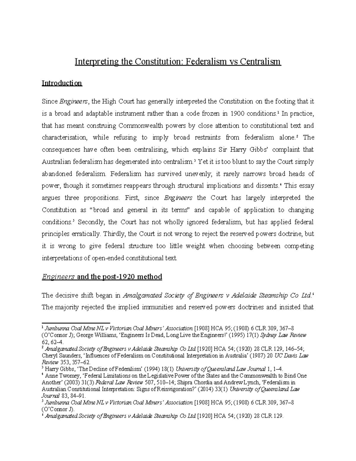 Constitutional Law A1: Federalism vs Centralism Analysis - Studocu