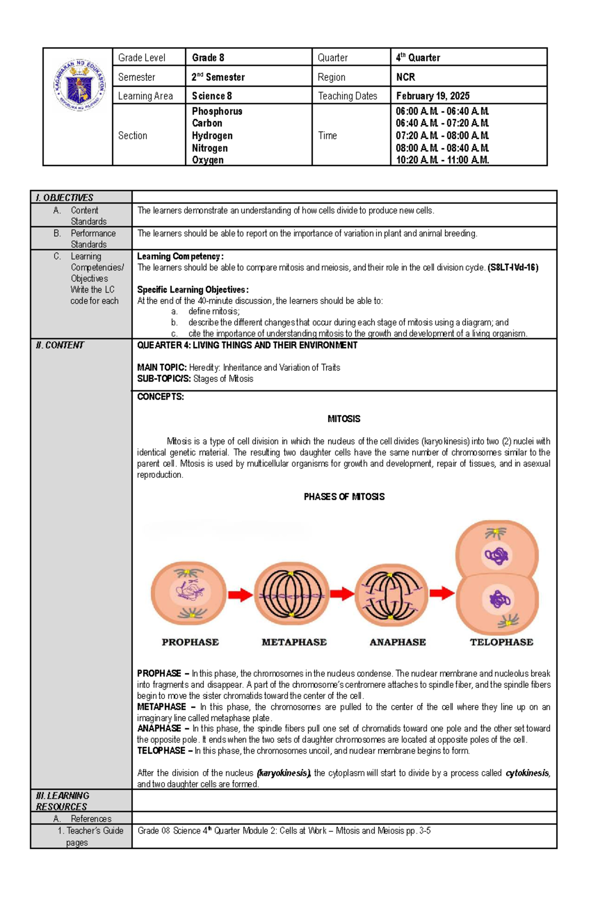 Science 8 Q4: Understanding Mitosis and Cell Division - Studocu